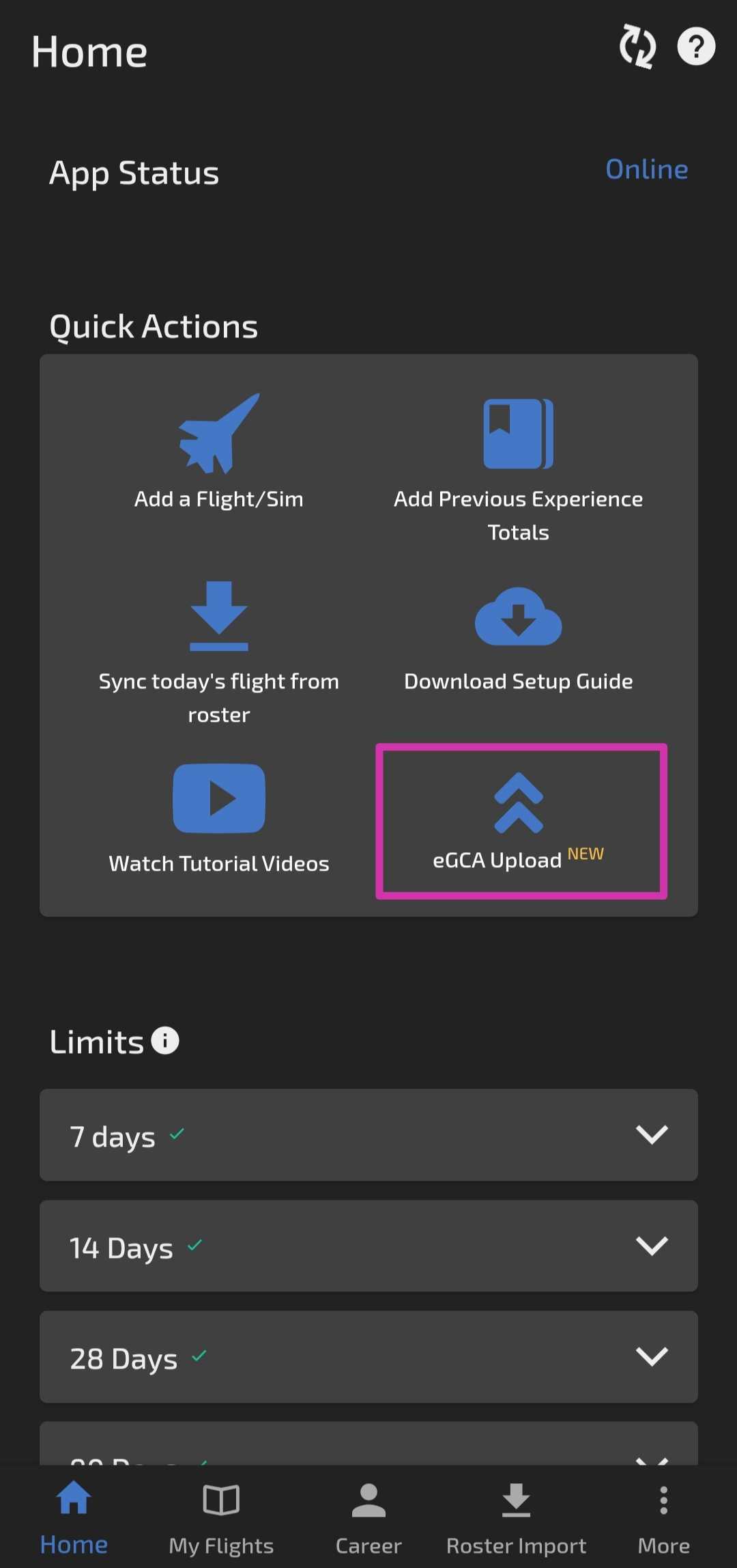 eGCA upload for current entry and previous entry via Wingman